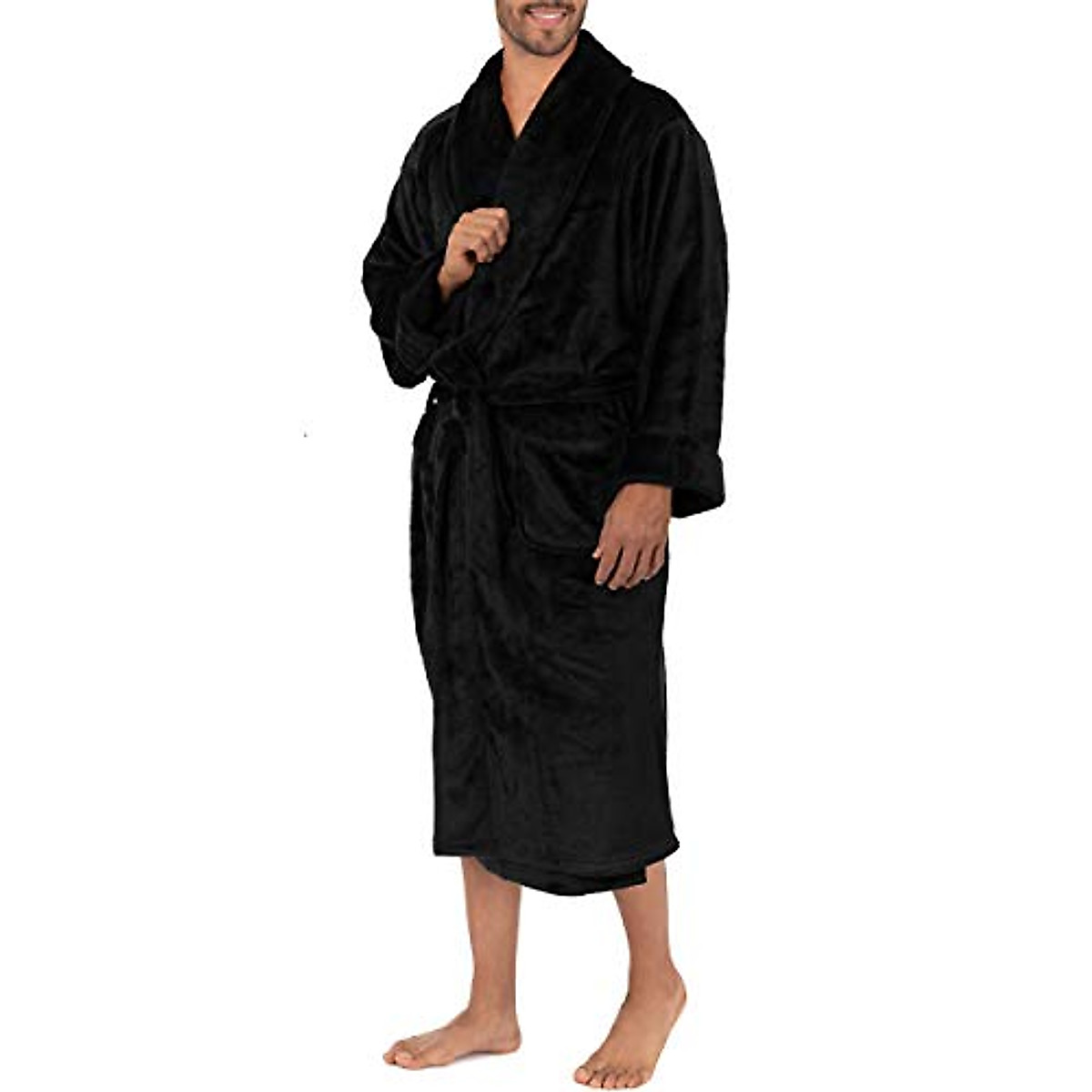 IZOD Men's Comfort-Soft Fleece Robe, Black, One Size