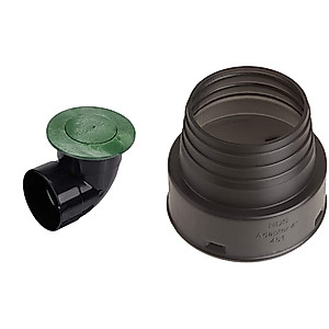 NDS 422G 4" Pop Up Drainage Emitter with Elbow, 4 Inch, Color May Vary & 451 4" Corrugated Hub Adaptor, Black