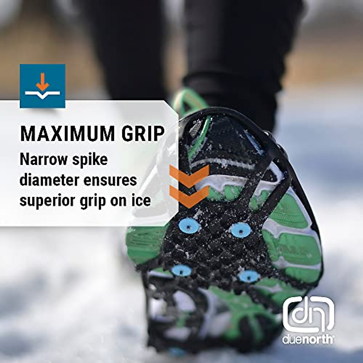 Due North Everyday Pro Footwear Traction Aids, Tungsten Carbide Ice Cleat Spikes, Lightweight Full-Foot, Rubber, Unisex, Small/Medium, V3551370-S/M