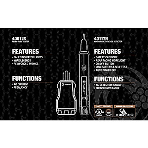 Southwire 10037K Electrical Test Kit with Full-Function Multimeter Non-Contact Voltage Detector and Outlet Tester Includes Test Leads and Batteries,Brown