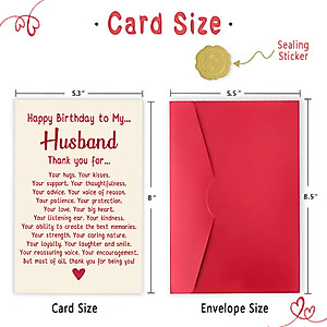 Romantic Birthday Card Gift for Husband, Unique Husband Birthday Card from Wife, Thank You Husband Bday Card, Happy Birthday To My Husband