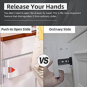 AOLISHENG 1 Pair Push to Open Drawer Slides 12 14 16 18 20 22 24 Inch 100 lb Load Capacity Side Mount Handleless Ball Bearing Full Extension Touch Open Rails Cabinet Metal Runner Dresser Glide Black