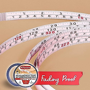 XFasten Tape Measure with Adhesive Back, 0.5-Inch x 12-Feet (2-Pack) Left to Right Peel and Stick Measuring Ruler Tape for Workbench, Woodworking, Sewing; Sticky Self-Adhesive Metal Measuring Tape