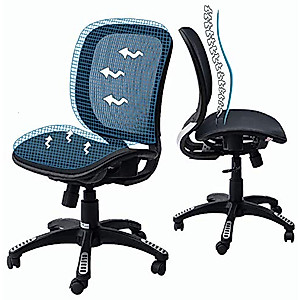 Ergomax Fully Meshed Ergonomic Height Adjustable Office Chair no Armrests & no Headrest, 42 Inch Max, Black