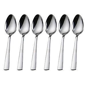 Teaspoons Set of 6,Stainless Steel Tea Spoons,6.29-inch Flatware Dessert Spoon,Dishwasher Safe,Silver