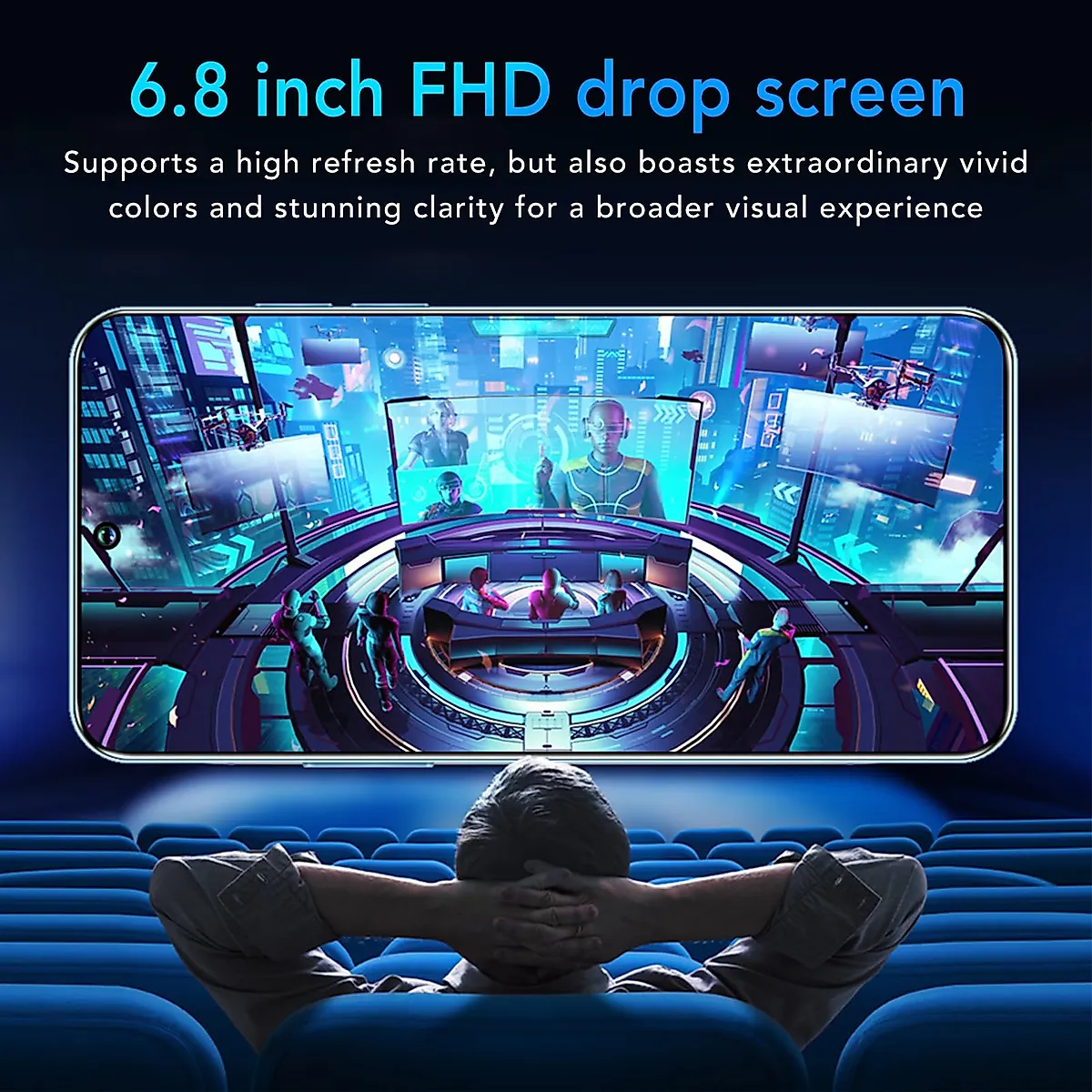 Yoidesu Unlocked Cell Phone for Android, 6.8 Inch FHD Ultra Thin Smartphone with Pen, 8GB RAM 256GB ROM Expansion, 5800mAh Battery, Dual Card Dual Standby 4G Mobile Phone (Black)