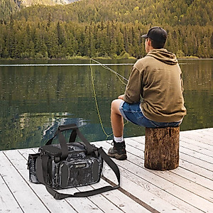 X Strike Fishing Tackle Bag, Fishing Bag Waterproof Fishing Storage Bag with 4 3600 Tackle Box, Saltwater and Freshwater Tackle Shoulder Bag for Fishing, camping, hunting, hiking, travel.