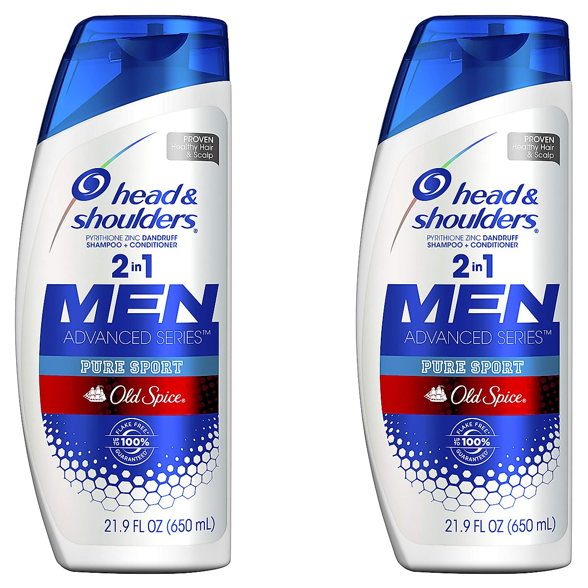 Head & Shoulders Shampoo and Conditioner 2 in 1, Anti Dandruff Treatment and Scalp Care, Old Spice Pure Sport for Men, 23.7 fl oz, Twin Pack