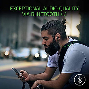 Razer Hammerhead Bluetooth Earbuds for iOS & Android: Sweat-Resistant Design - 8 Hr Battery - Custom-Tuned Dual-Driver Technology - in-Line Mic & Volume Control - Aluminum Frame - Matte Black/Green