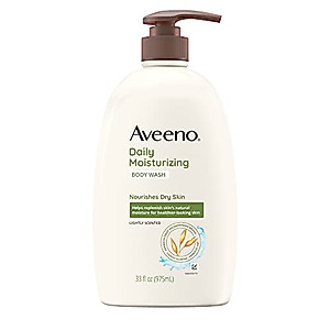 Aveeno Daily Moisturizing Body Wash with Soothing Oat Creamy Shower Gel (Soap Free and Dye Free/Light Fragrance), 33 Fl Oz