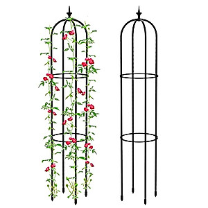 Garden Obelisk Trellis for Climbing Plants 4 Feet Tall Plant Support Cage, Tower Obelisk Plant Support Indoor Potted Plant, Plant Trellis for Climbing Vines, Tomato, Flower, Vegetable, Rose (1 Pack)