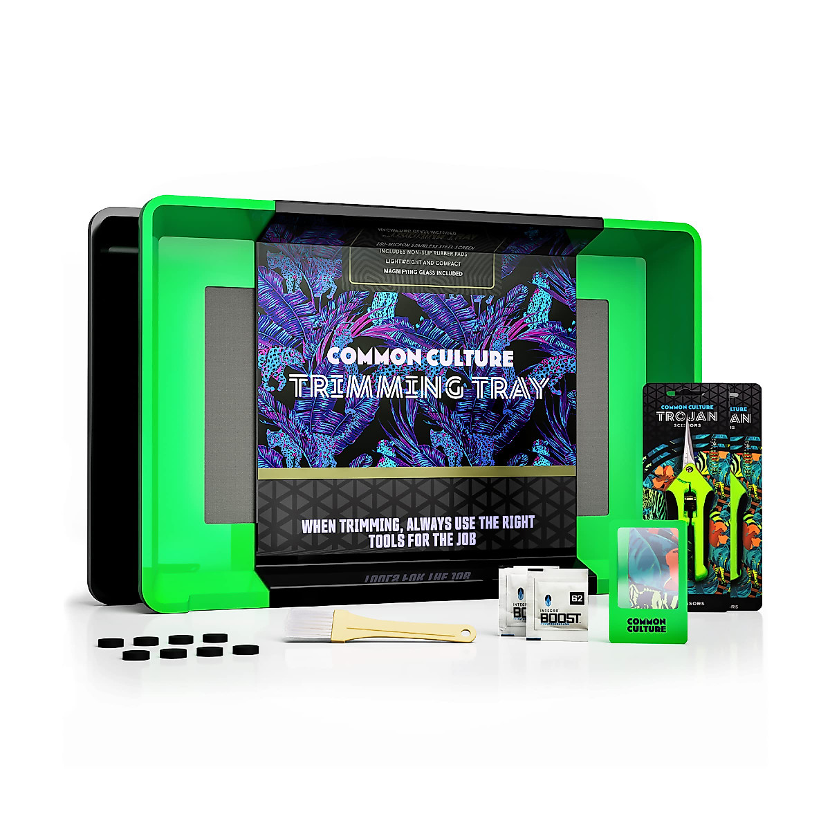 COMMON CULTURE Trim Tray Kit with Trimming Tray 13" x 20", 150 Micron Pollen Screen, Bottom Harvest Bin, Scissors, Herb Plant Flower Dry Sifter Accessories and Supplies Set