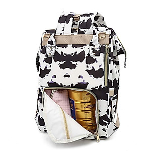 Ruzida Cow Spots Print Diaper Bag Backpack Maternity Baby Changing Bag Large Capacity Backpacks