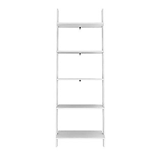Manhattan Comfort Cooper Modern Home Office 5-Shelf Floating Ladder Bookcase, White