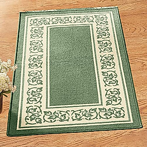 Collections Etc Floral Border Skid-Resistant Accent Rug, Sage, 26 X 45