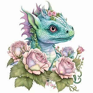 Fabric Panel 8"x8" Dragon 100% Cotton Quilting Panel Square AM1426