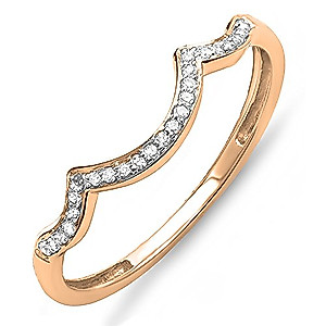 Dazzlingrock Collection 0.10 Carat (Cttw) Round White Diamond Stackable Wedding Contour Band in 14K Rose Gold Size 6.5