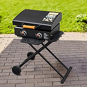 Stanbroil Collapsible Grill Cart for Blackstone 17/22 Inch Griddle, Upgraded Outdoor Griddle Stand with Hooks and Folding Shelf, Comes in One Piece, Stable and Sturdy