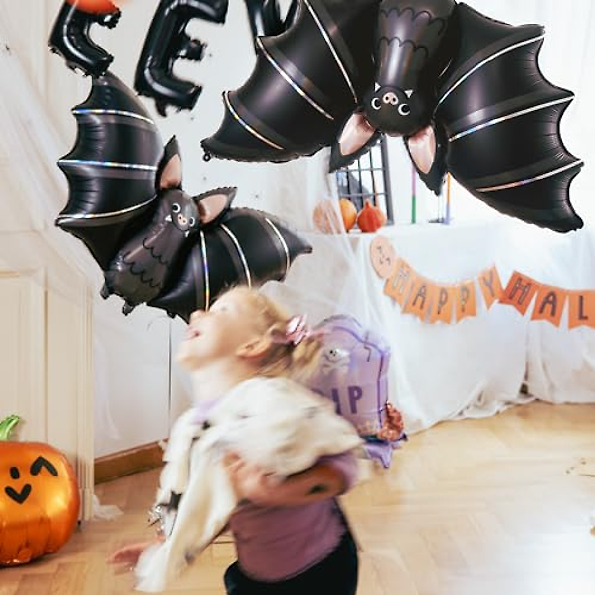 HOUSE OF PARTY 40 Inch Large Halloween Bat Balloons, Bat Foil Balloons for Halloween Party Decorations, Bat Mylar Balloons, Halloween Party Balloons for Bat Themed Halloween Party Decorations