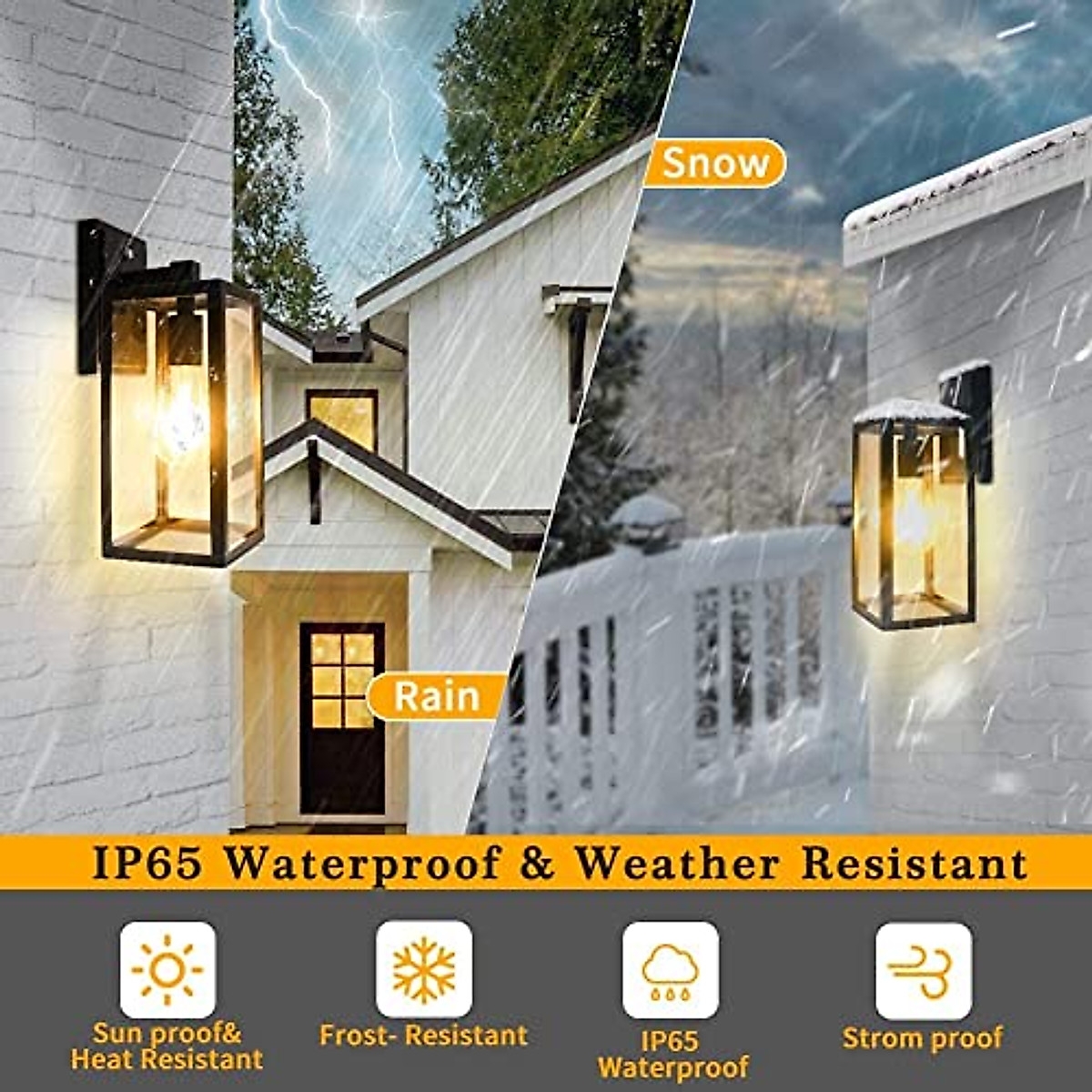 Dusk to Dawn Outdoor Light Fixtures Wall Mount, Sensor Porch Lights, Anti-Rust Wall Light, Exterior Wall Sconce Lighting, Wall Lamp, Waterproof Wall Lantern for Doorway, Garage, 2-PACK (Bulb Included)
