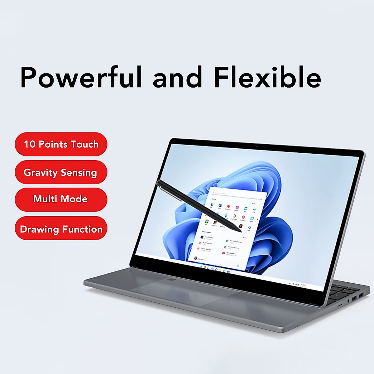 GLOGLOW Gaming Laptop, 180 Degree Foldable Micro Edge 12GB DDR5 RAM 5800mAh Battery 15.6 Inch Touch Screen Business Laptop for School (12GB+256GB US Plug)