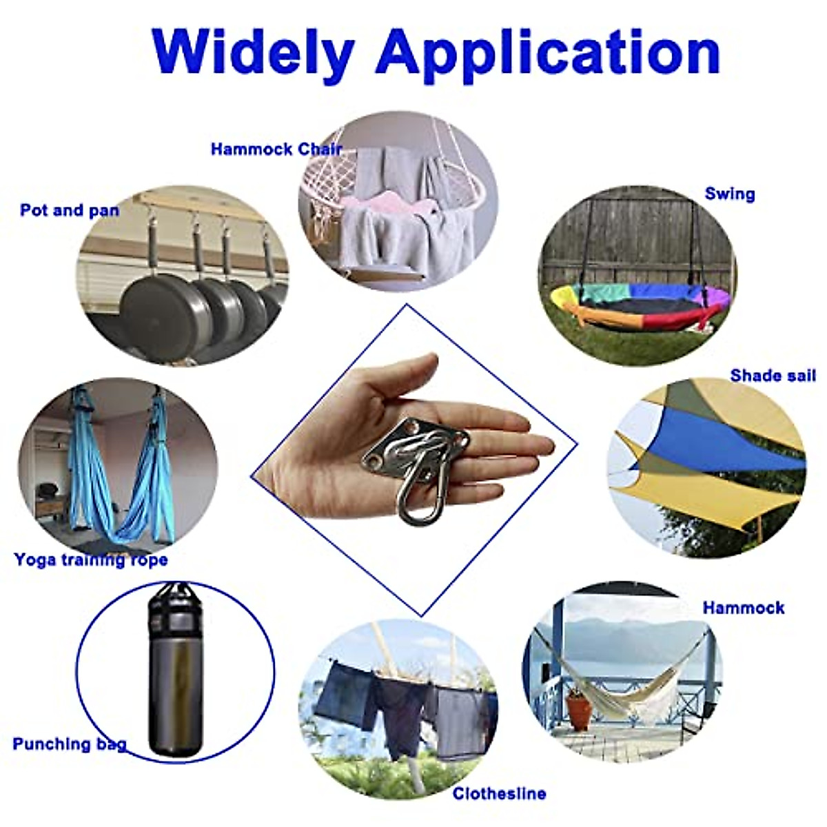 2 Sets Heavy Duty Hammock Hanging Kit,Stainless Steel Hammock Stands for Wall Ceiling Mount,Wall Ceiling Hook for Tree Swing Rope Hammock Chair Yoga Hardware Kit Hanging Hooks,Shade Sail Hardware