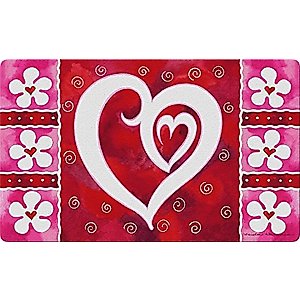 Toland Home Garden 800217 Heart & Flowers Valentines Door Mat 18x30 Inch Spring Outdoor Doormat for Entryway Indoor Entrance
