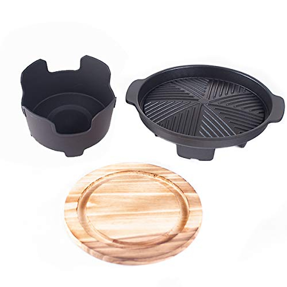 Fuji Merchandise Corp Japanese Korean Style Single Serving Yakiniku Grill with Wooden Trivet and Burner Stove 7 Inch Diameter