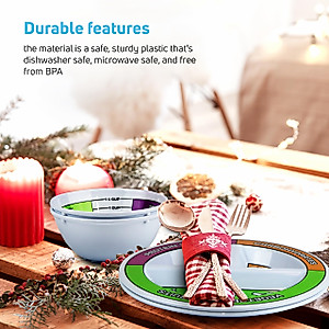 Portion Control Bariatric Plates and Bowls Set of 2 (4pcs Total) - Self-Measuring Plates and Bowls for Weight Loss, Gastric Bypass Surgery, LapBand, Diabetes and Healthier Diets, for Adults & Children