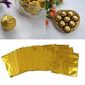 Wowagoga 300 Pcs Foil Candy Wrappers - 6x6 Inches Gold Aluminum Foils Paper Chocolate Candy Wrappers for Homemade Candies Gifts Decoration