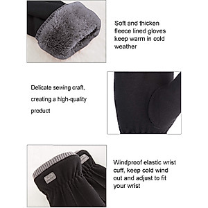 Muryobao Womens Winter Gloves Touchscreen Warm Thermal Soft Lining Elastic Cuff Cold Weather Windproof Gloves Black
