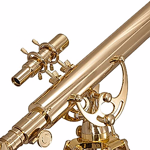 BARSKA Anchormaster 28x60m Brass Refractor Telescope w/ Mahogany Floor Tripod