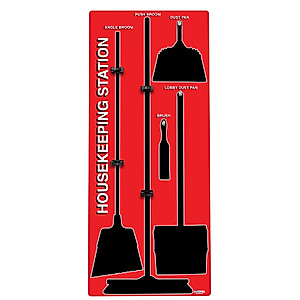 5S Housekeeping Shadow Board Broom Station RED (with Broom Kit)
