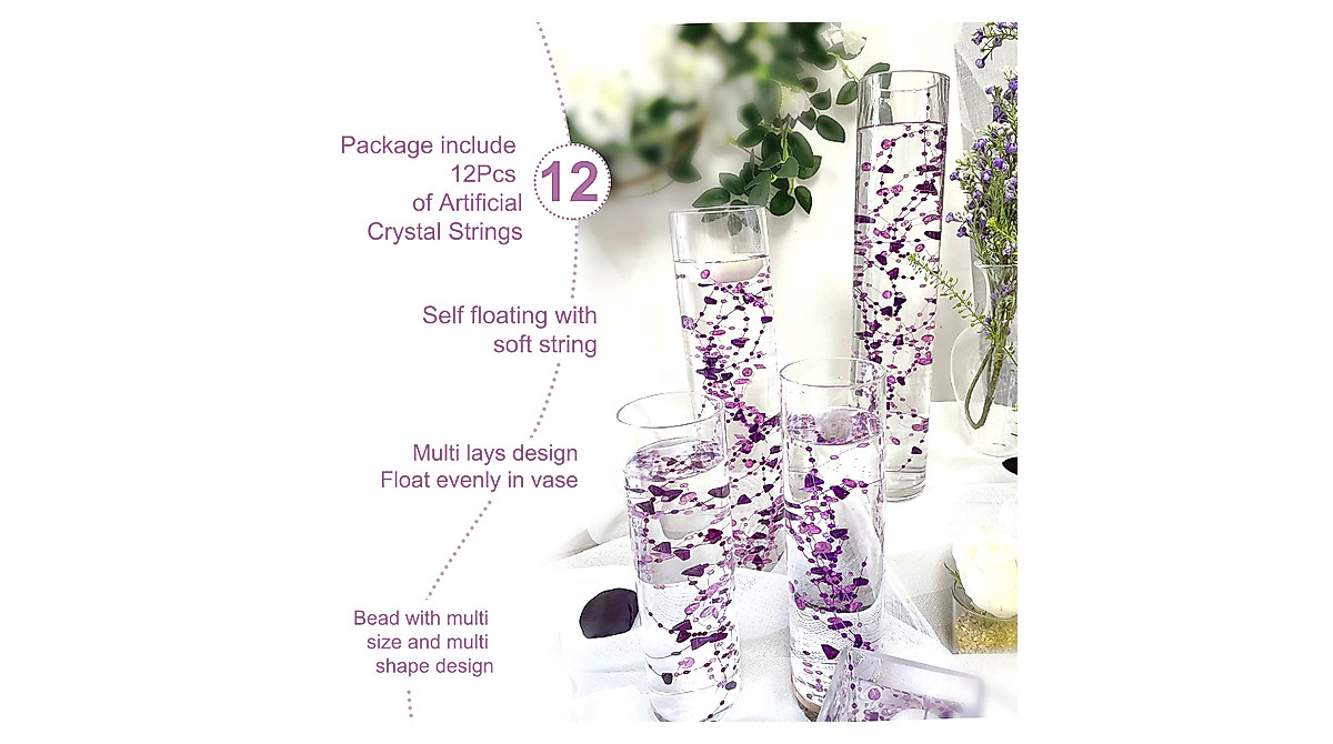 Elegant TeaSu Purple Crystal String for Centerpieces
