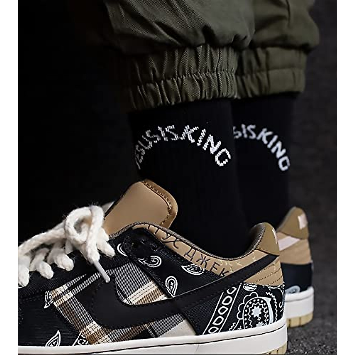 LifeShine 2 Packs Fashion Socks Sunday Service Trust God and Jesus is King Tube Cotton Double Yarn Socks for Men Women