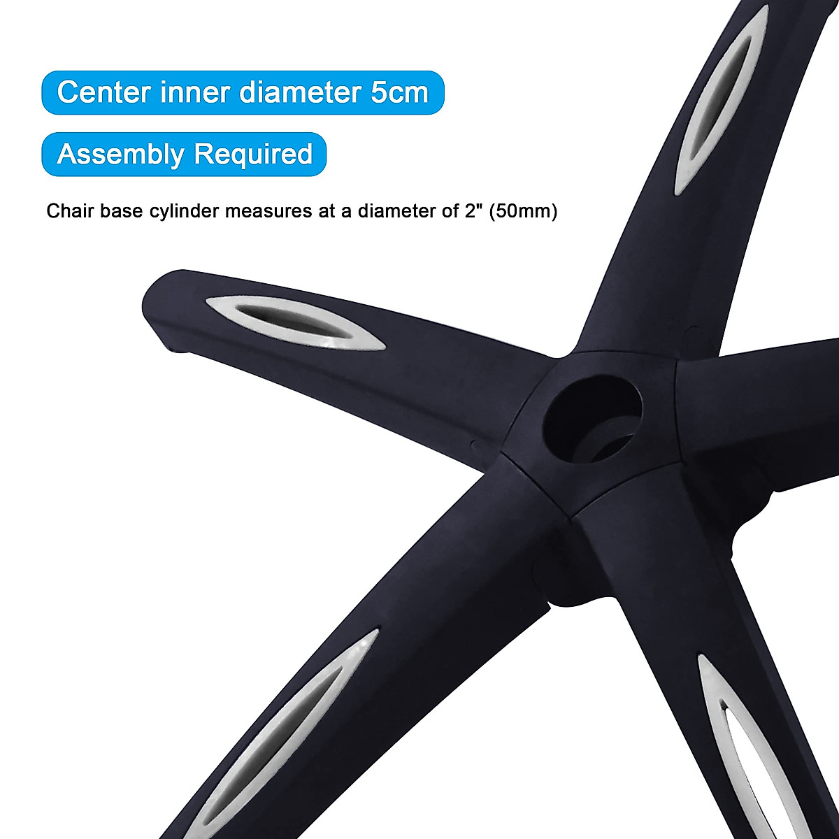 Frassie 28 inch Nylon Gaming Chair Base with 5 Casters, Heavy Duty Boss Office Chair Base Part Replacement (White)