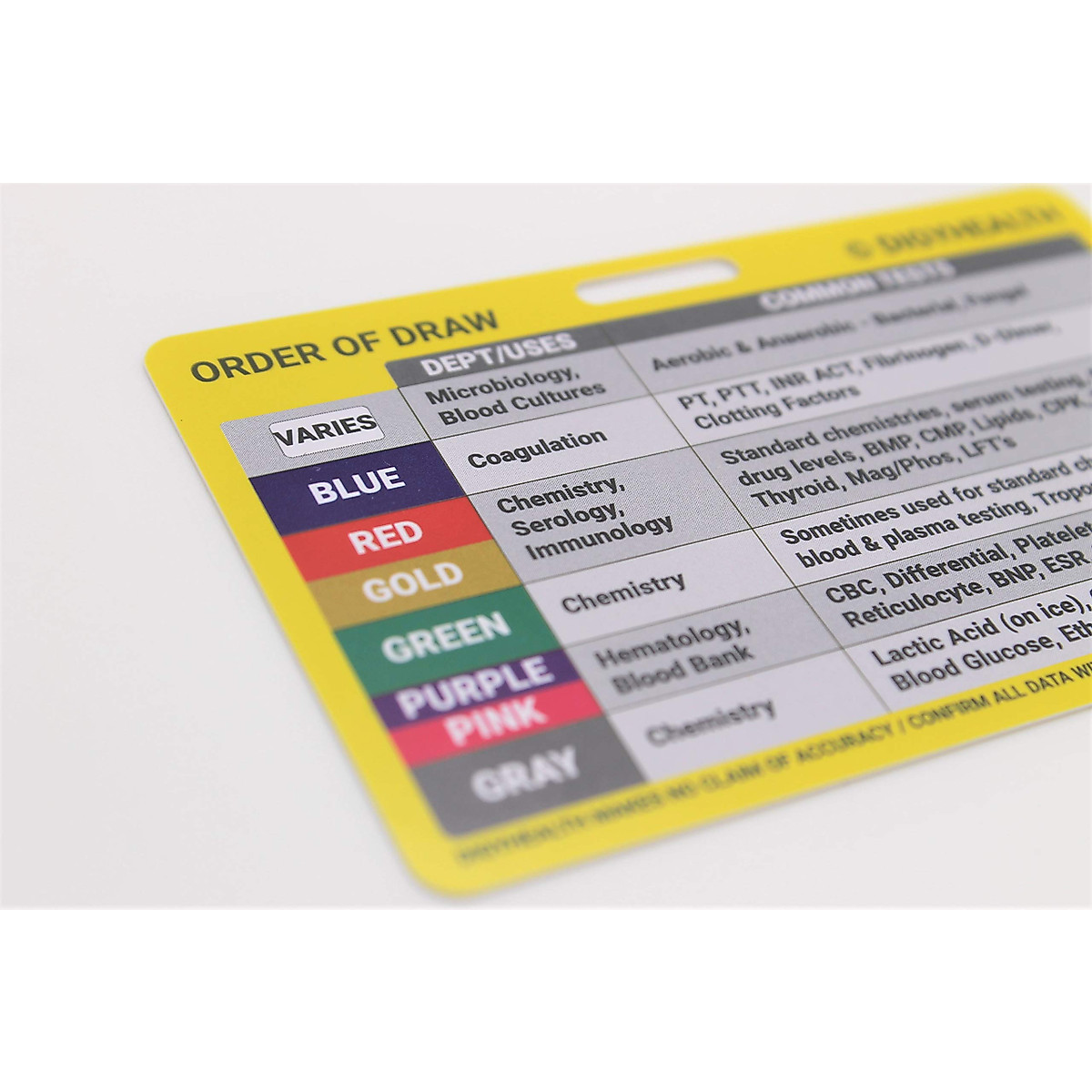 Silver Maple Leaf Order of Draw Badge Card for Phlebotomy – Horizontal Order of Blood Draw Card for Nurses, Nursing Clinicians and RN Students – Phlebotomy Cheat Sheet – Durable and Reliable