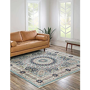 Unique Loom Narenj Collection Area Rug - Adams (10' Square, Blue/Burgundy)