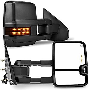 YITAMOTOR Power Folding Towing Mirrors Compatible with 2014-2018 Chevy Silverado GMC Sierra, Power Heated and Adjustable LED Turn Signal Light Tow Mirror Pair Set