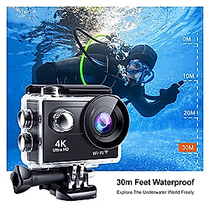 KOVOSCJ Sports Action Camera Outdoor Waterproof Sports Camera 4K HD Anti-Shake Camera Remote Control Digital DV Camera for Vlog Recording