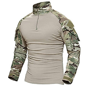 HARGLESMAN Mens Combat Suits Military Uniforms Army BDU Tactical Sets Shirts and Pants Comfortable Soft Breathable Quick Dry Snug Fitting Work Training Airsoft Paintball Apparel Gear Camo OCP S