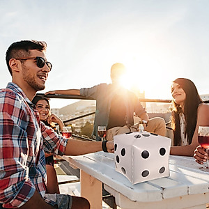 5pcs Square Dice Balloons Aluminum Dice Foil Balloons Cube Balloons for Theme Party Decorations,White