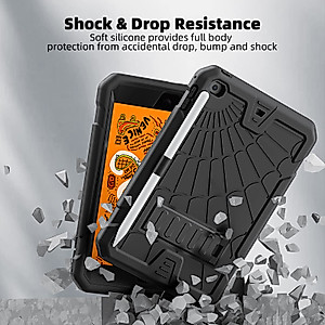 TSQQST iPad Mini 4/5 Case with Glass Screen Protector for Kids | iPad Mini 5th Generation Case with Pencil Holder Stand | Shockproof Rugged Protective Case for iPad Mini 5/4 7.9 Inch | Black