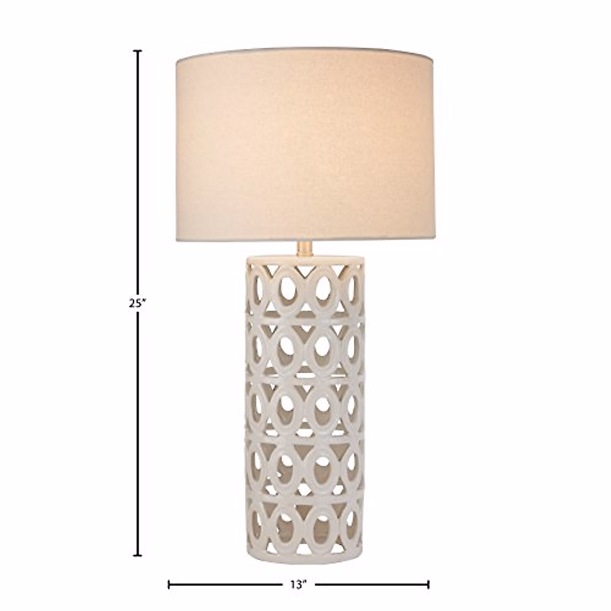 Amazon Brand – Stone & Beam Ceramic Geometric Cut-Out Table Desk Lamp With LED Light Bulb, 22"H, White