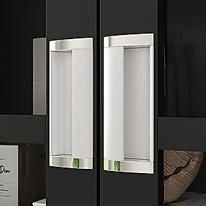 ECACAD 5-Tier Tall Bookcase Storage Cabinet with 2 Acrylic Doors & Shelves, Wooden Bookshelf Display Cabinet for Living Room, Office, Black (31.5”L x 14”W x 72.3”H)