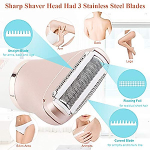 Electric Razor for Women, 2-in-1 Women Shaver Wet & Dry Painless Hair Removal Razor, Waterproof Body Hair Remover for Face Legs Underarms and Bikini Trimmer Rechargeable Cordless with 2 Shaver Head