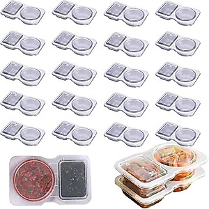 Tasmegol Reusable Snack Packs Containers Double Compartment Condiment Container with Lids (20 Packs)