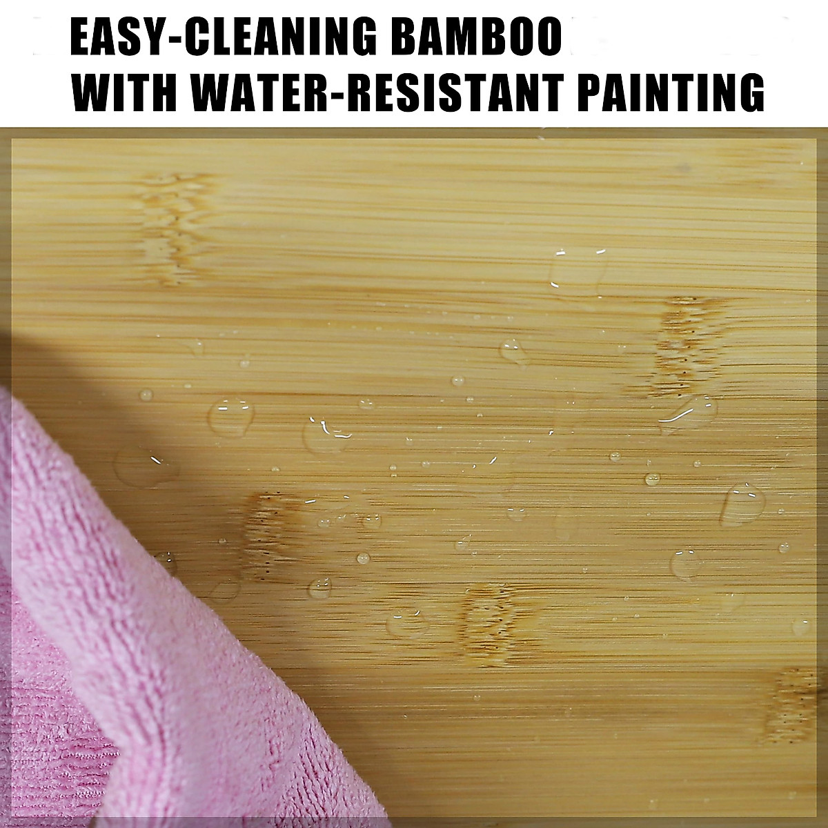 MUPATER Small Storage Cabinet Bamboo with 4 Drawers and 1 Cupboard, Freestanding Compact Floor Cabinet Bamboo for Entryway and Bathroom, Natural