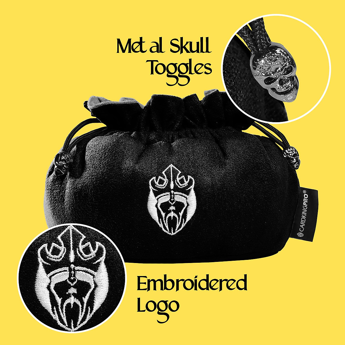 CardKingPro Immense Dice Bags with Pockets - Black - Capacity 150+ Dice - Great for Dice Hoarders [Patented Design]