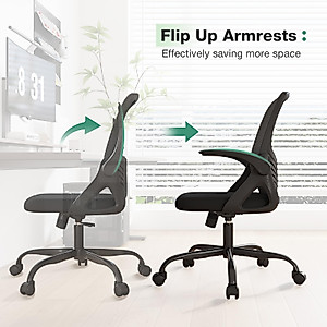Novilla Home Office Computer Desk Chair, High Back Ergonomic Desk Chair with Adjustable Lumbar Support and Height, Swivel Task Chair with Flip-up Armrests, Black